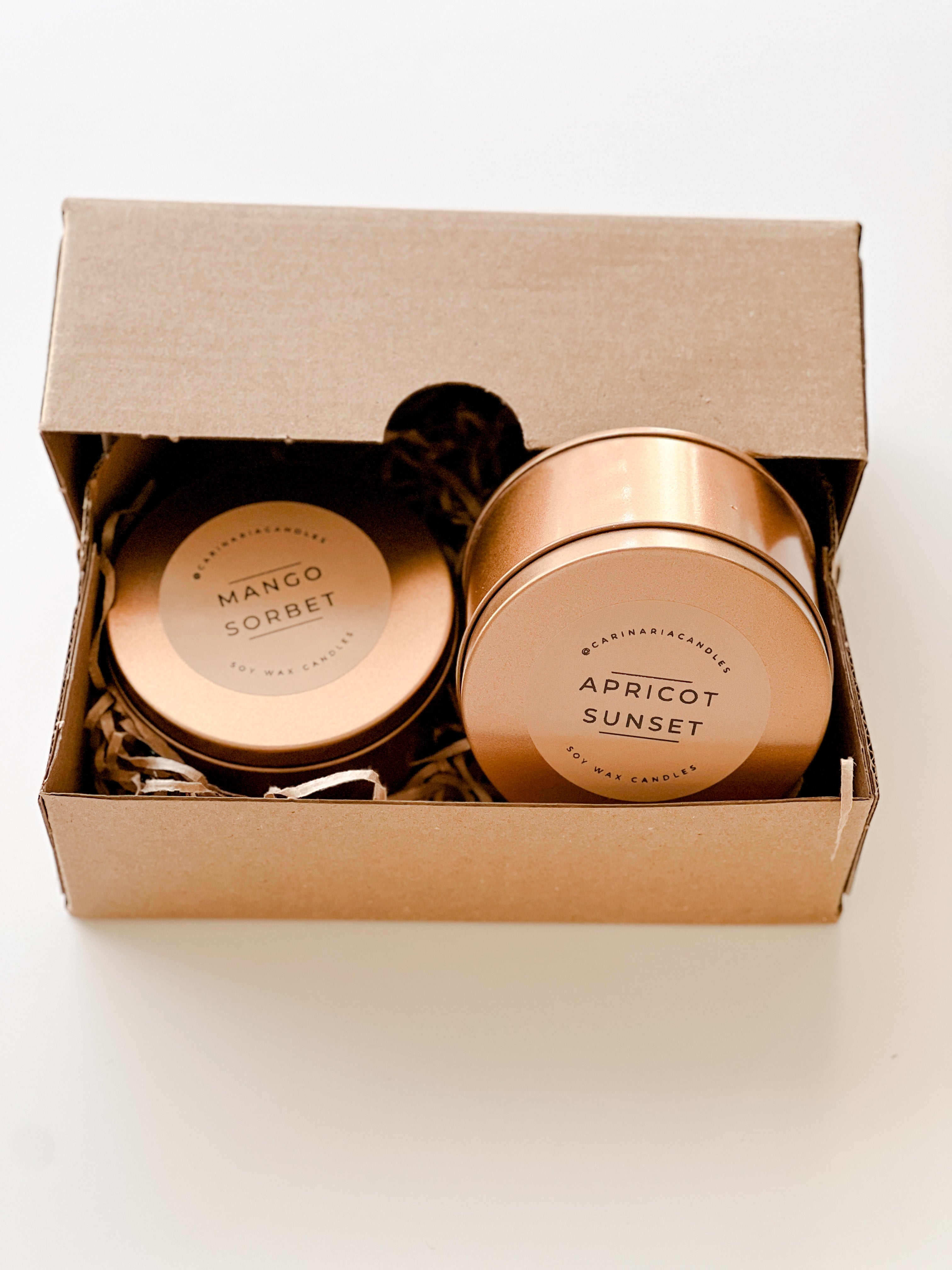 APRICOT SUNSET & MANGO SORBET CANDLE TIN BUNDLE – CARINARIA CANDLES